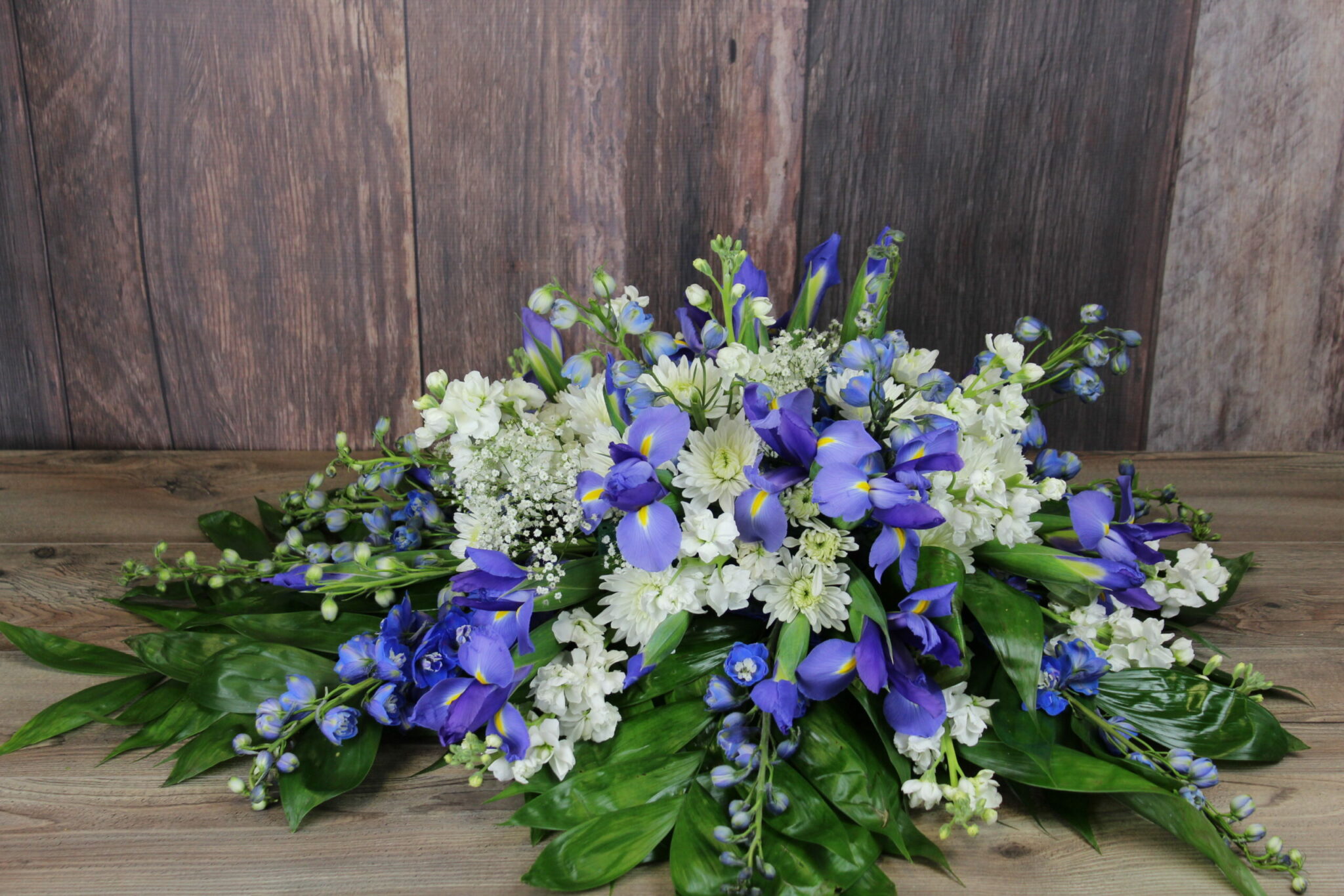Blue's Half Casket Spray - Moscarillo's Garden Shoppe